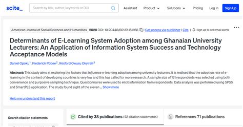 Determinants Of E Learning System Adoption Among Ghanaian University Lecturers An Application