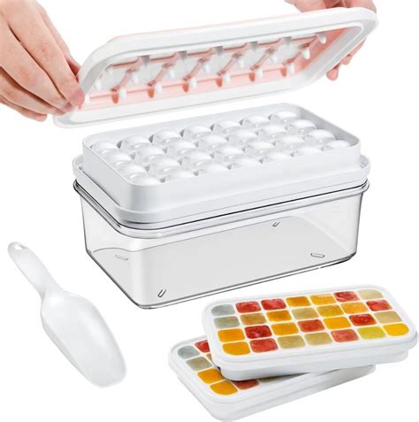 Ice Cube Tray With Lid And Bin 56 Pcs Ice Trays For