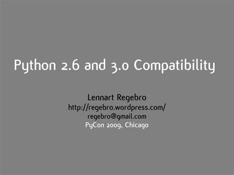 Python 3 Compatibility Pycon 2009 Ppt