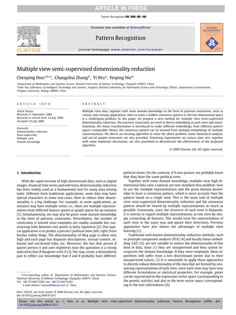 Pdf Multiple View Semi Supervised Dimensionality Reduction