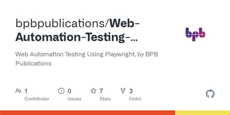 Github Bpbpublicationsweb Automation Testing Using Playwright Web Automation Testing Using