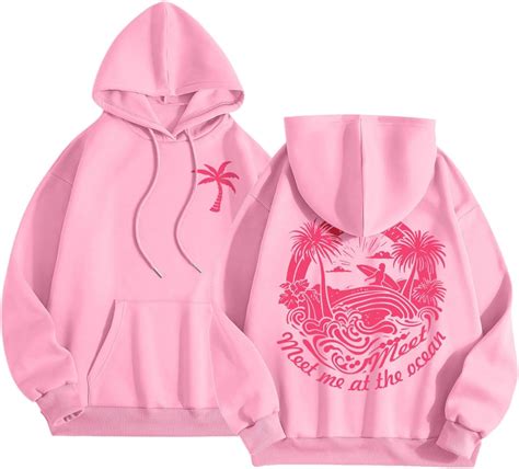 Pink Pink Oversized Hoodies For Women Teen Girls Preppy Sweatshirt Long Sleeve Y2k Graphic Tees