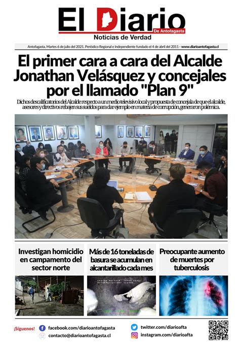 El Diario De Antofagasta Portada De Julio El Diario De Antofagasta