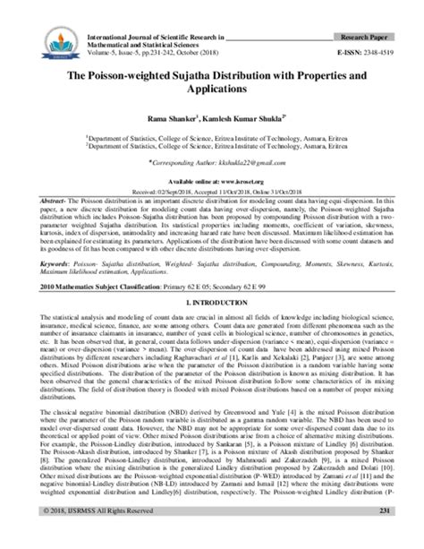 pdf the poisson weighted sujatha distribution with properties and