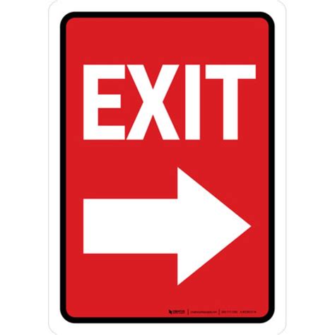 Exit Right Arrow Red Portrait Wall Sign Comprehensive Safety Signs Labels For Every