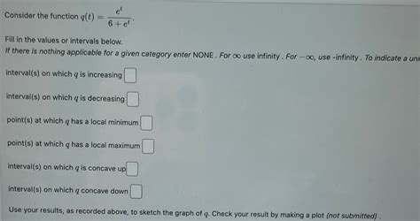Solved Consider the function q(t)=et6+etFill in the values | Chegg.com
