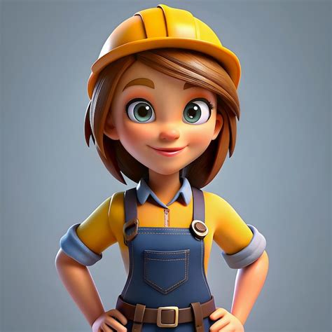 3d Rendered Cartoon Illustration Of A Female Labor Representing