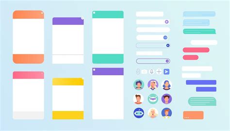 Chat Bot Dialogue Windows Set With Empty Text Boxes Talk Interface