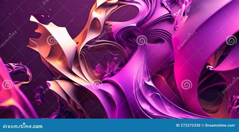 Abstract Art With Overlapping Shapes And Patterns In Shades Of Purple Generative Ai Stock
