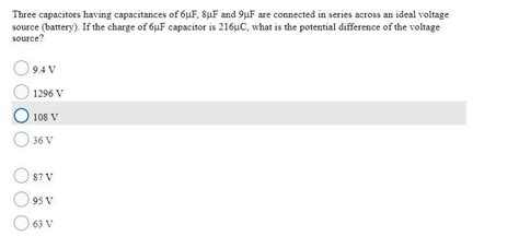 Solved Three Capacitors Having Capacitances Of 6uf 8uf And