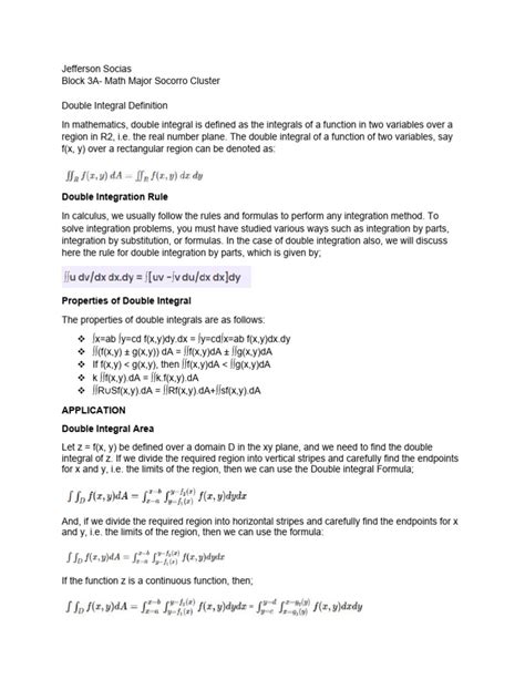 Jefferson Socias Final Exam In Calculus Pdf Integral Variable