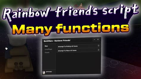 Rainbow Friends Script Esp Pickup All Items Youtube