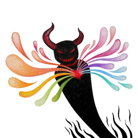 Devil Rainbow Cake In The Cartoon Shape Stock Vector Illustration Of