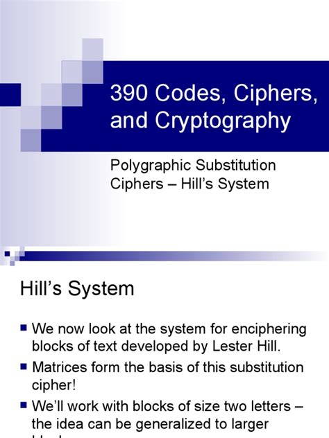 390 Codes Ciphers And Cryptography Polygraphic Substitution Ciphers Hills System Pdf 390 Codes Ciphers And Cryptography Polygraphic Substitution Ciphers Hills System Pdf