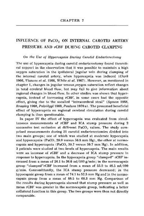 PDF CHAPTER INFLUENCE OF PaCO ON INTERNAL CAROTID ARTERY PRESSURE AND RCBF DURING CAROTID