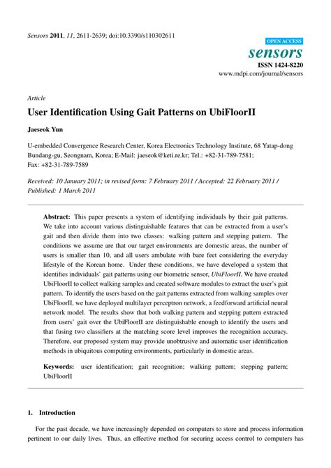 Pdf User Identification Using Gait Patterns On Ubifloorii