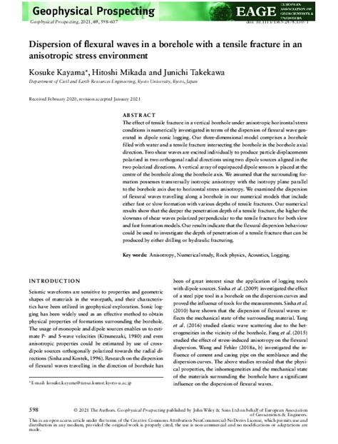Pdf Dispersion Of Flexural Waves In A Borehole With A Tensile Fracture In An Anisotropic