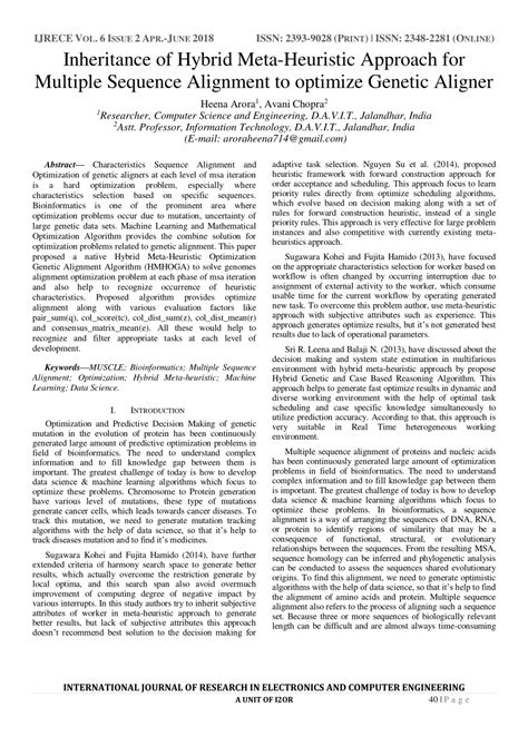 Pdf Inheritance Of Meta Heuristic Approach For Multiple Sequence