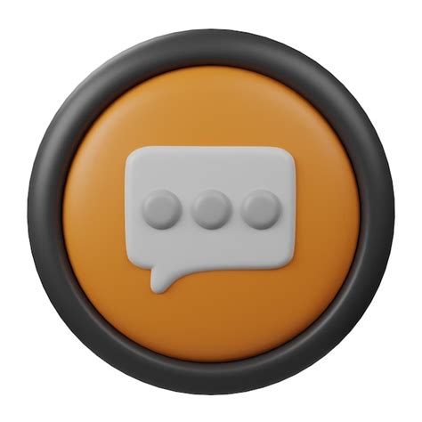 Premium Photo 3d Rendered Message Bubble Button Icon With Orange Color And Black Border For