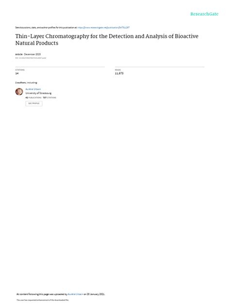 Thin Layer Chromatography For The Detection And Analysis Of Bioactive Natural Products Pdf