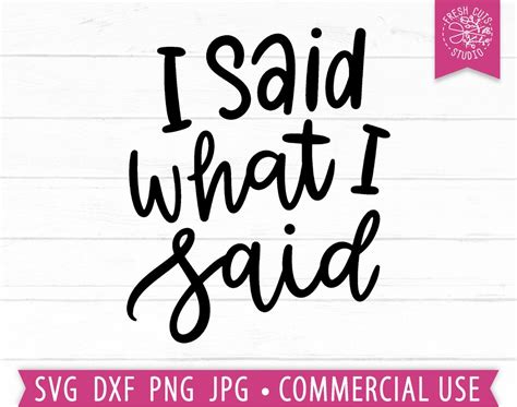 I Said What I Said Svg Funny Svg Sarcastic Svg Quote Hand Lettered