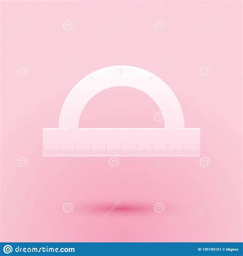 Paper Cut Protractor Grid For Measuring Degrees Icon Isolated On Pink Background Tilt Angle