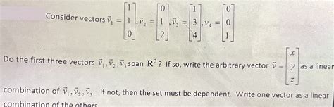 Solved Consider Vectors Chegg Com