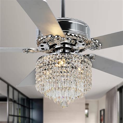 Febfurniture Modern Ceiling Fans With Lights 52 Inch Crystal