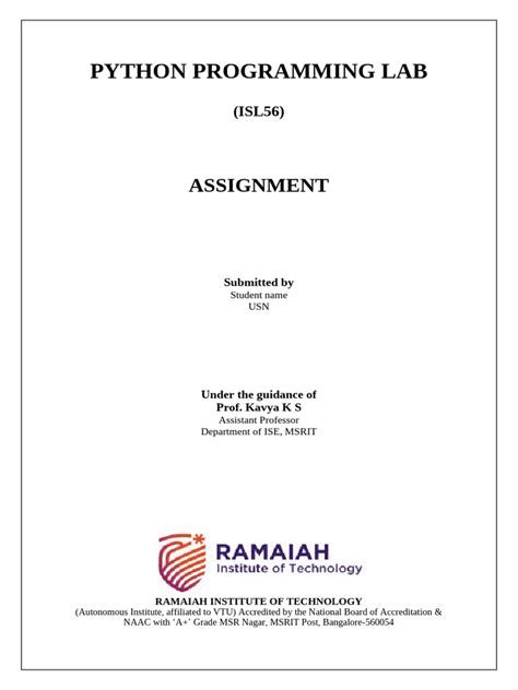 Python Lab Assignment Template Pdf