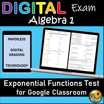 Exponents Exponential Functions Digital Exam Algebra For Google Classroom