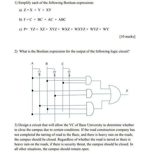 solved 1 simplify each of the following boolean expressions