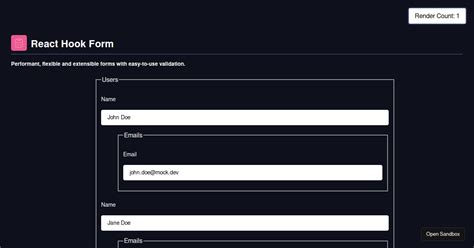 Multiple Field Arrays Example Codesandbox