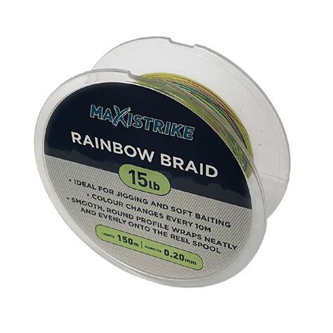 Maxistrike Rainbow Braid 15lb 150m 4 Strand The Warehouse