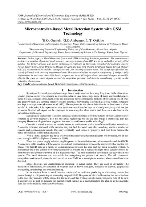 pdf microcontroller based metal detection system with gsm technology