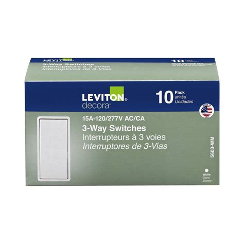 Leviton Decora 15 Amps Three Pole 3 Way Rocker Switch 10 Pk White 05603