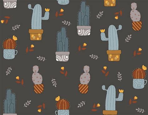 Premium Vector Cute Cactus Seamless Pattern