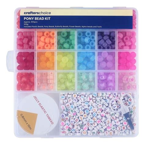 Crafters Choice Pony Bead Kit With Elastic And Alphabet Letters