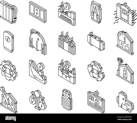 Energy Storage Power System Isometric Icons Set Vector Stock Vector Image And Art Alamy