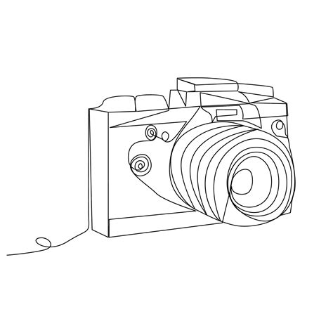 Premium Vector Continuous One Line Camera Outline Vector Art Illustration