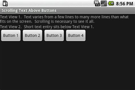 Android Scrolling Text Above Buttons Buttons Fixed At Bottom Stack Overflow
