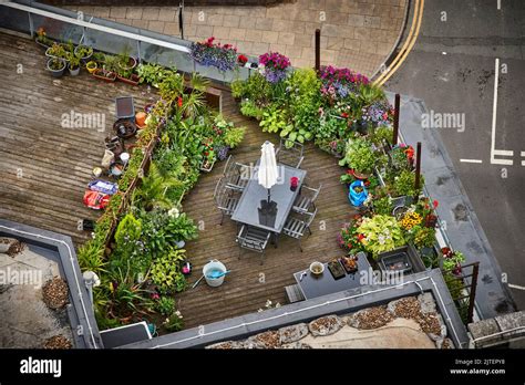 Manchester Apartment Rooftop Garden Full Of Flowers Stock Photo Alamy
