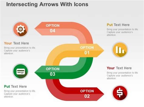 intersecting arrows with icons powerpoint template