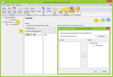 recreate evernote notebook stacks tree structure in onenote and import