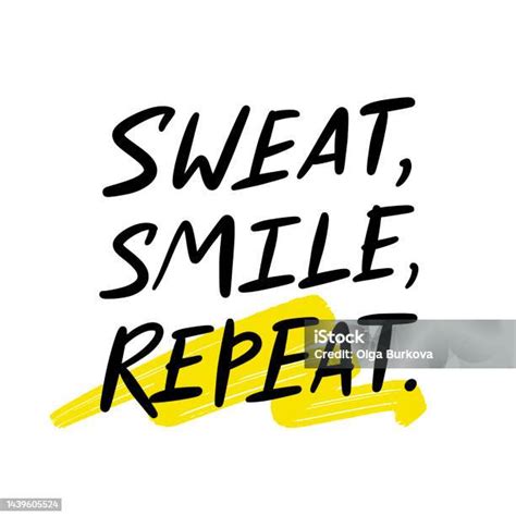 땀 미소 반복의 슬로건 손으로 그린 서예 스포츠 운동 피트니스 체육관 광고 훈련 장비 건강한 삶을 위한 트렌디한 포스터 땀에 대한 스톡 벡터 아트 및 기타 이미지 Istock