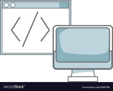 Computer Monitor Programming Design Graphic Vector Image