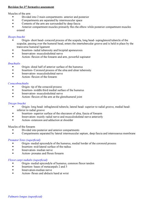 Revision For Rd Formative Assessment Revision For Rd Formative Assessment Muscles Of The