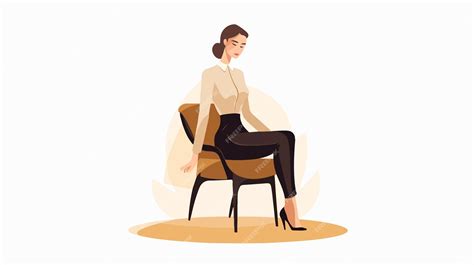 Elegant Woman Sitting On Chair With Artistic Twist Cartoon Style Illustration Premium Ai