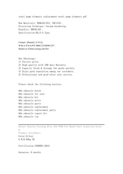 zexel pump elements replacement-zexel pump elements pdf - WEIYE SHI ...
