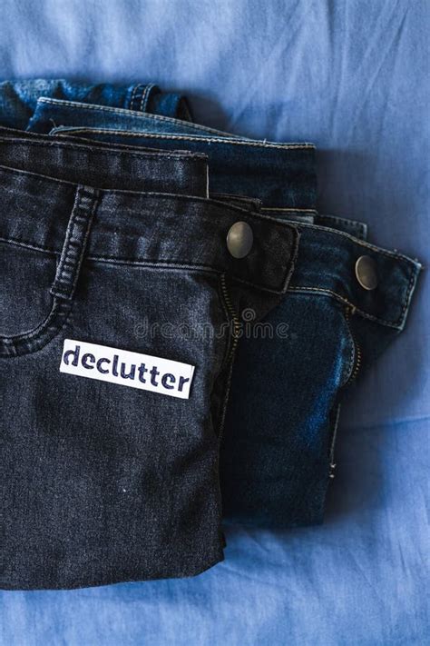 Declutter Label On Different Jeans In Various Denim Colors Tidying Up