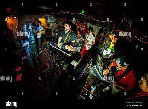 The Band Die Spitz Performs At The Farout Lounge Austin Texas Stock